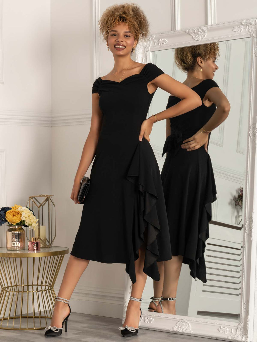 Desiree Frill Fit & Flare Dress, Black – Jolie Moi Wholesale
